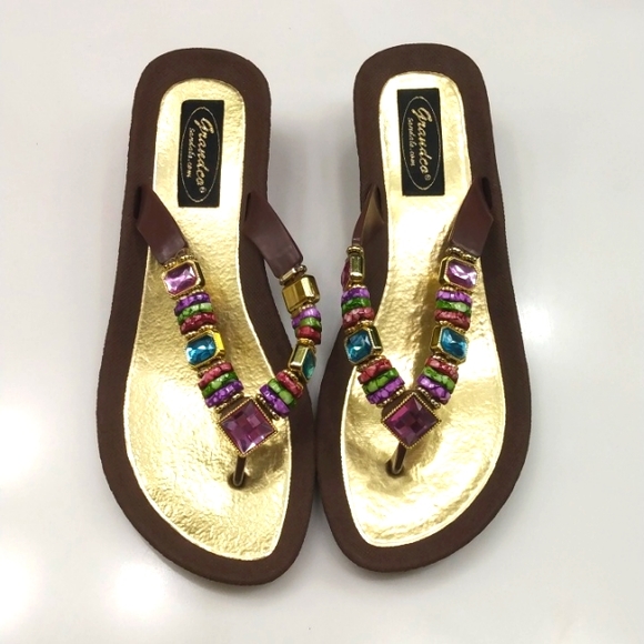 Grandco | Shoes | Grandco Rainbow Jeweled Thong Sandal Nwot | Poshmark